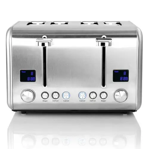 MEGACHEF 4 Slice Toaster In Stainless Steel Silver
