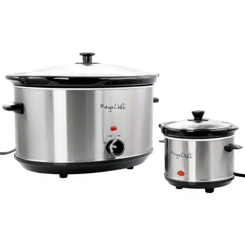 MEGACHEF 8 Quart Slow Cooker With Bonus Mini 0.6 Quart Warmer