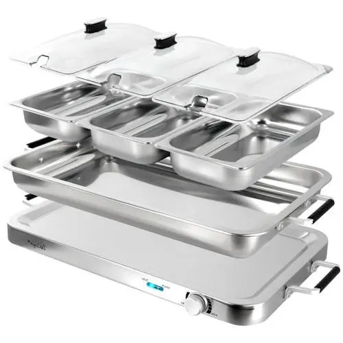 MEGACHEF 3-in-1 Electric Chaffing Buffet Server And Warming Tray With Triple 2.63 Quart Trays And 8.6 Quart Baking Pan