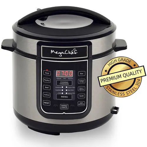MEGACHEF 6 Quart Digital Pressure Cooker With 14 Pre-set Multi Function Features
