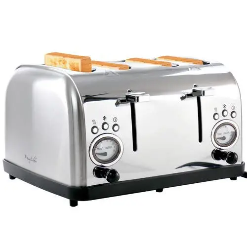 MEGACHEF 4 Slice Wide Slot Toaster With Variable Browning In Silver