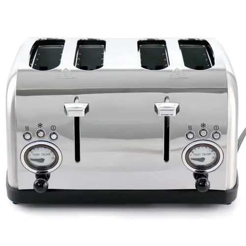 MEGACHEF 4 Slice Wide Slot Toaster With Variable Browning In Silver