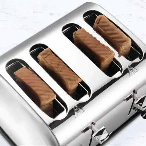 MEGACHEF 4 Slice Wide Slot Toaster With Variable Browning In Silver