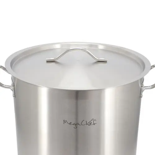 MEGACHEF Professional Kitchen 26.4 Quart Large Round Stainless Steel Stock Pot With Lid