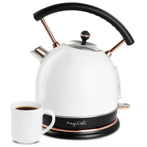 MEGACHEF 1.9 Quart Half Circle Electric Tea Kettle - White