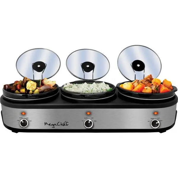 MEGACHEF Triple 2.5 Quart Slow Cooker And Buffet Server