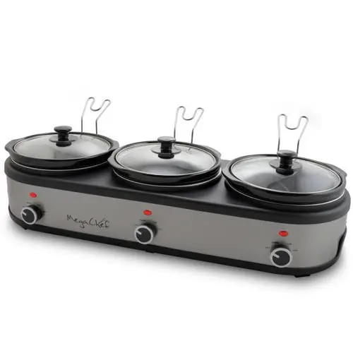 MEGACHEF Triple 2.5 Quart Slow Cooker And Buffet Server
