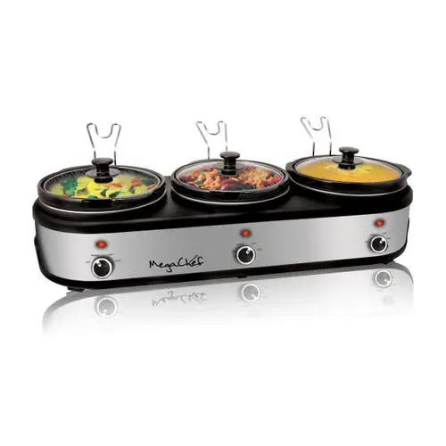 MEGACHEF Triple 2.5 Quart Slow Cooker And Buffet Server