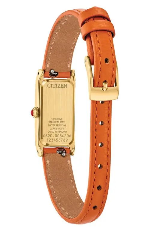 Citizen Fio Tank Orange Leather Strap Watch