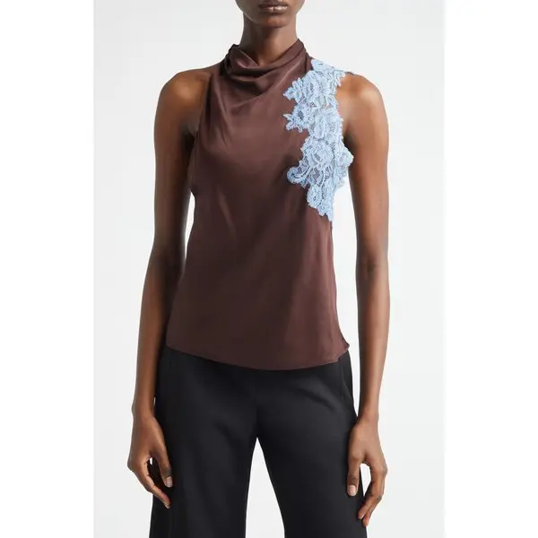 A.L.C. Rose Lace Appliqué Top - Ganache/french Blue