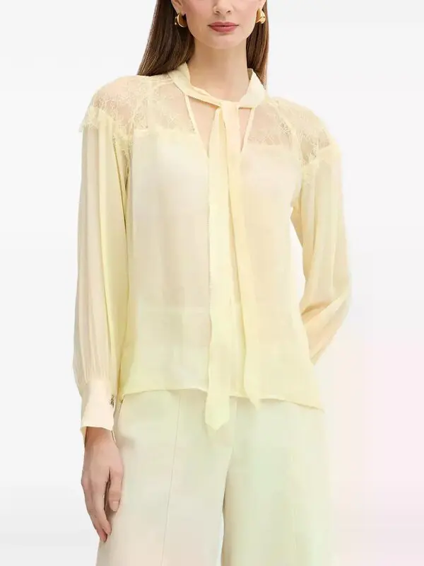 Patrizia Pepe Lace Tie-neck Blouse - Yellow