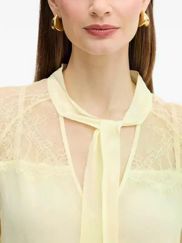 Patrizia Pepe Lace Tie-neck Blouse - Yellow