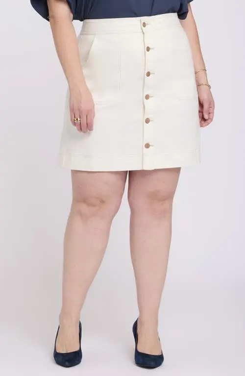 NYDJ High Waist A-line Denim Utility Skirt - Vintage White