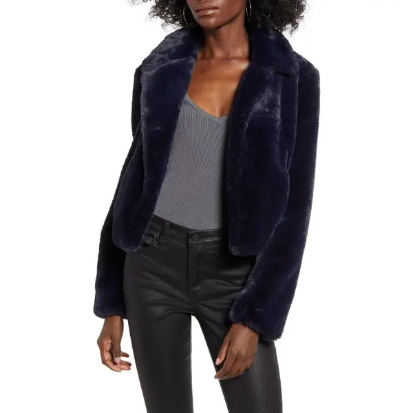 Blanknyc Cropped Faux Fur Jacket - Open Seas