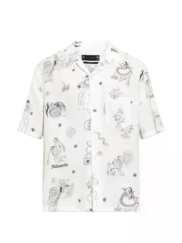 ALLSAINTS Terra Printed Chest-pocket Shirt - White