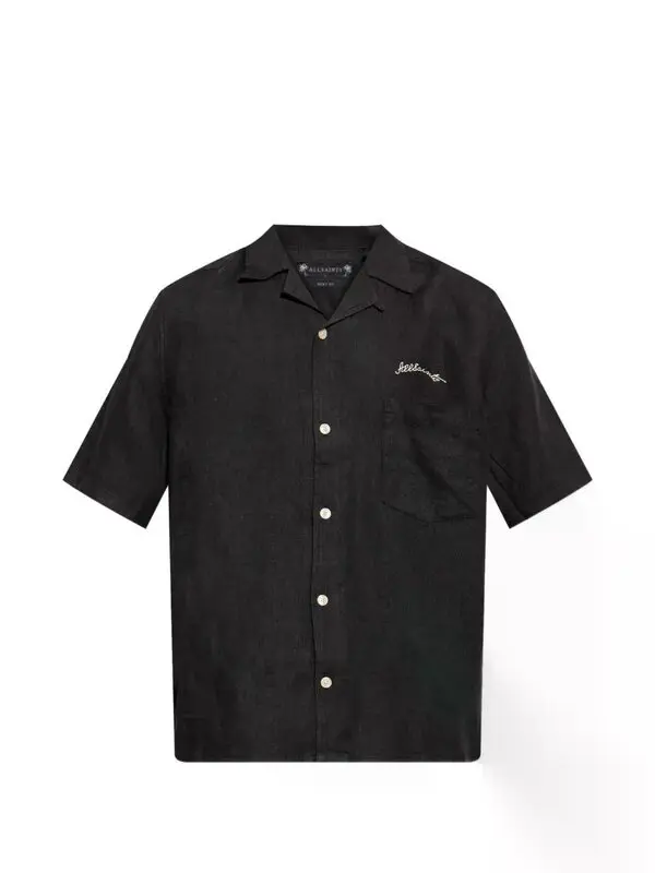 ALLSAINTS Wilder Logo-embroidery Short-sleeve Shirt - Black