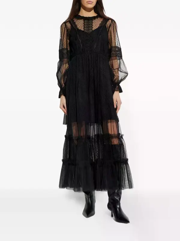 all saints black ruffle dress AllSaints Nat ruffle dress in black