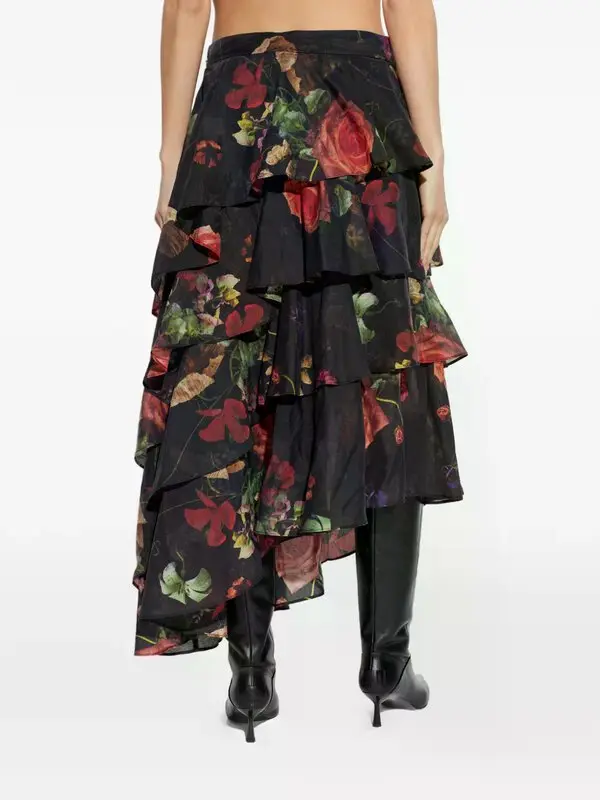 ALLSAINTS Caya Ruffled Asymmetric Skirt - Black
