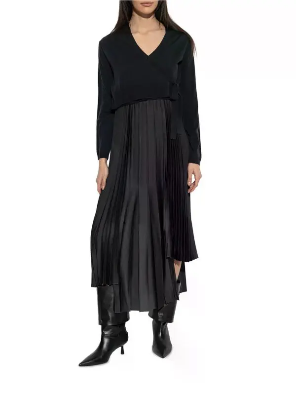 ALLSAINTS Lucille Pleated Asymmetric Dress - Black