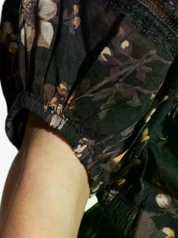 ALLSAINTS Floral-print Lace-trim Top - Black