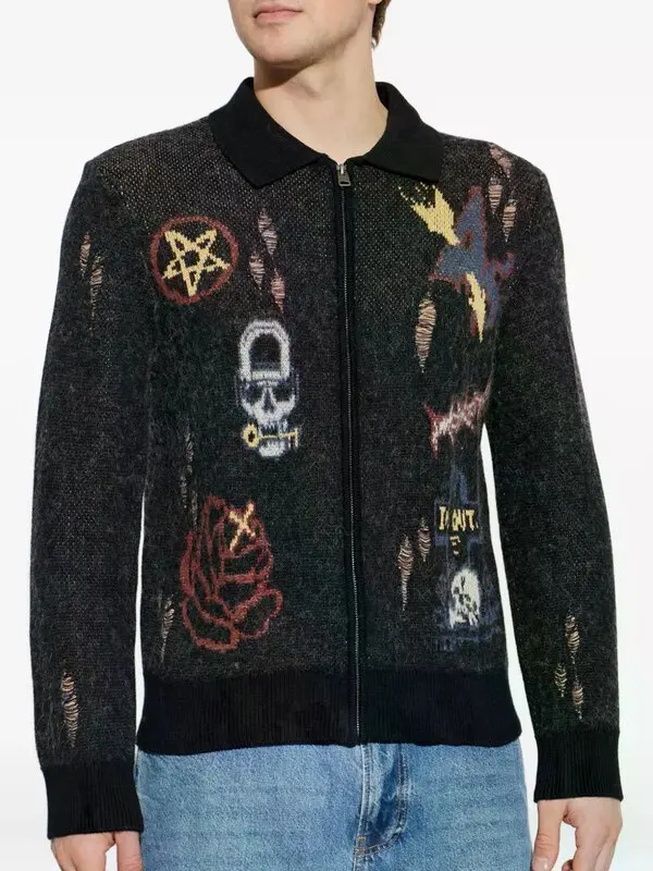 ALLSAINTS Zipped Graphic Cardigan