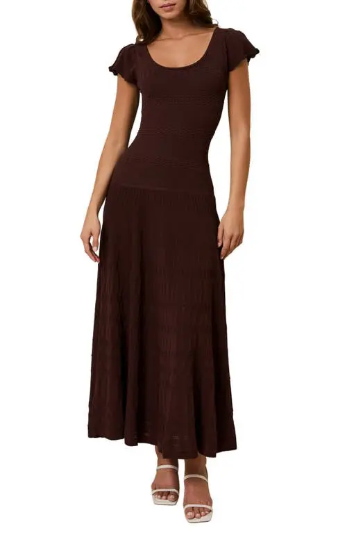 Solid & Striped The Belle Rib Knit Fit & Flare Midi Dress - Truffle