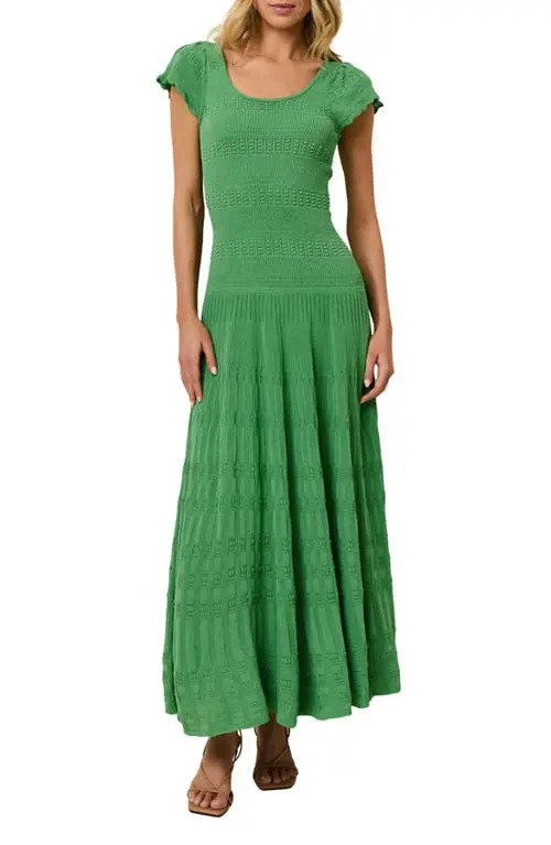 Solid & Striped The Belle Rib Knit Fit & Flare Midi Dress - Turtle Green