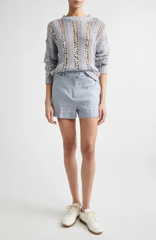 Eleventy Linen & Wool Chambray Shorts