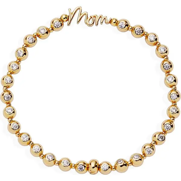 ALEX AND ANI Mom Elongated Crystal Stretch Bracelet - Gold