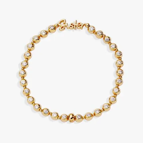ALEX AND ANI Sister Elongated Crystal Stretch Bracelet - Gold