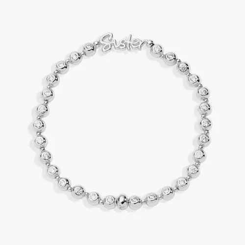 ALEX AND ANI Sister Elongated Crystal Stretch Bracelet - Silver