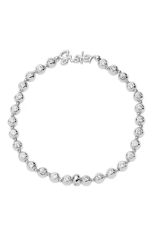 ALEX AND ANI Sister Elongated Crystal Stretch Bracelet - Silver