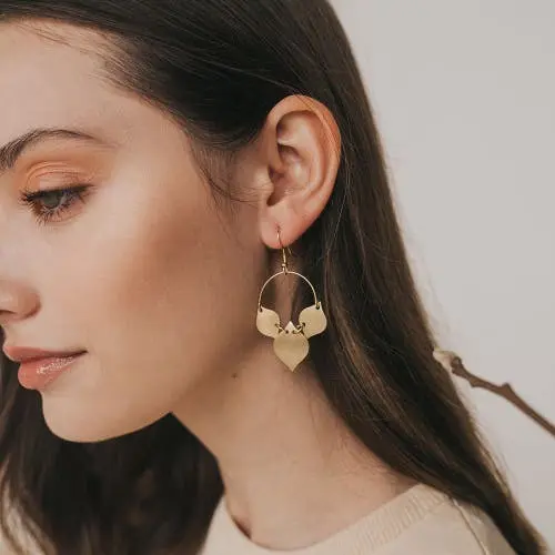 MATR BOOMIE Chameli Leaf Drop Earrings - Bronze
