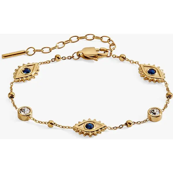 ALEX AND ANI Evil Eye Crystal Stone Chain Bracelet - Gold