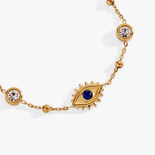ALEX AND ANI Evil Eye Crystal Stone Chain Bracelet - Gold