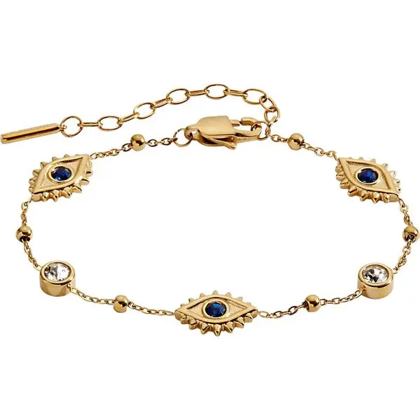 ALEX AND ANI Evil Eye Crystal Stone Chain Bracelet - Gold