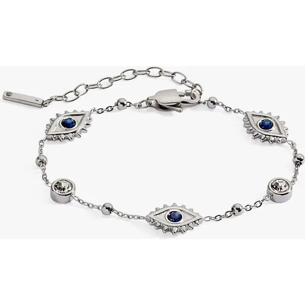 ALEX AND ANI Evil Eye Crystal Stone Chain Bracelet - Silver