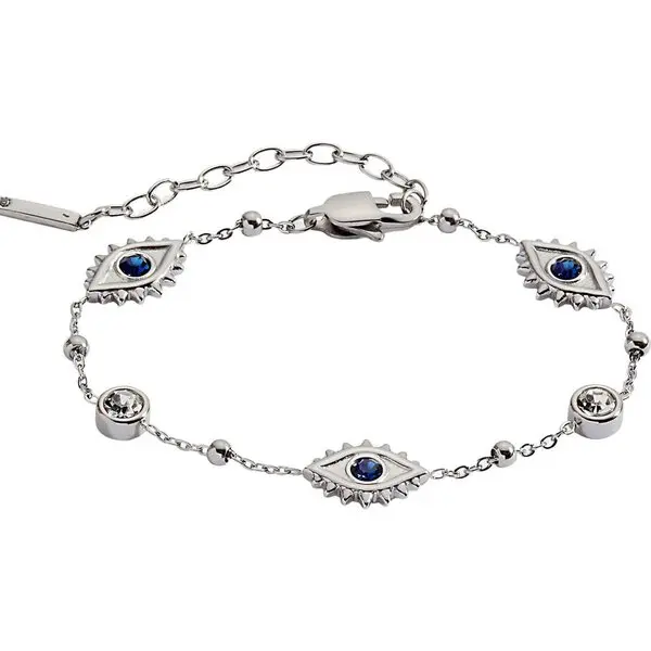 ALEX AND ANI Evil Eye Crystal Stone Chain Bracelet - Silver