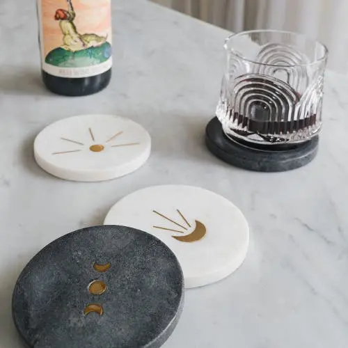 MATR BOOMIE Indukala Moon Phase Marble Coastersset Of 4