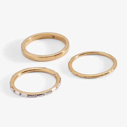 ALEX AND ANI Baguette Stacking Ring Set Of 3 - Gold
