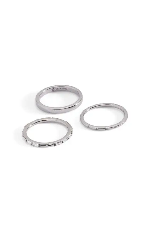 ALEX AND ANI Baguette Stacking Ring Set Of 3 - Silver