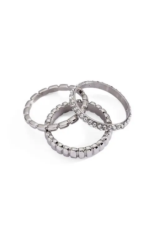 ALEX AND ANI Multi Textured Stacking Ring Set Of 3 - Silver