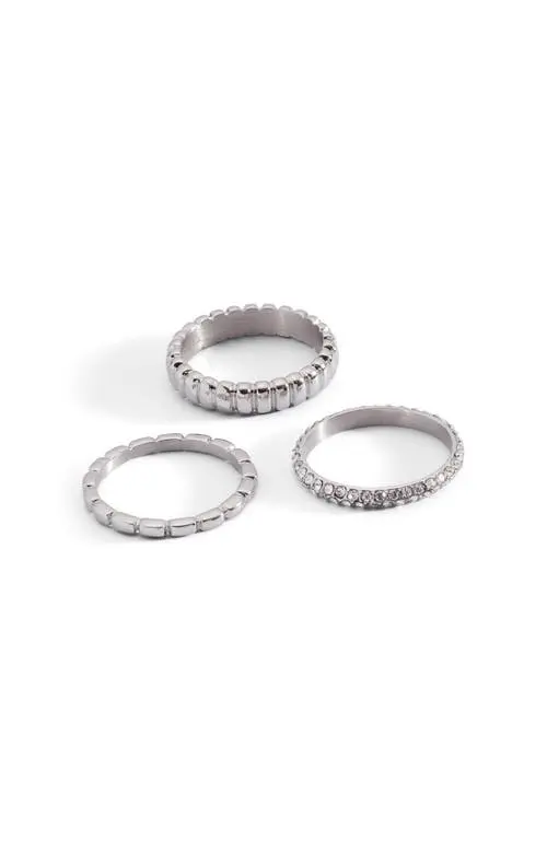 ALEX AND ANI Multi Textured Stacking Ring Set Of 3 - Silver
