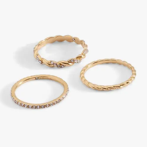 ALEX AND ANI Rope Stacking Texture Ring Set Of 3 - Gold