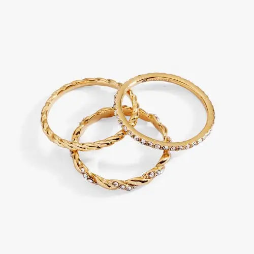 ALEX AND ANI Rope Stacking Texture Ring Set Of 3 - Gold