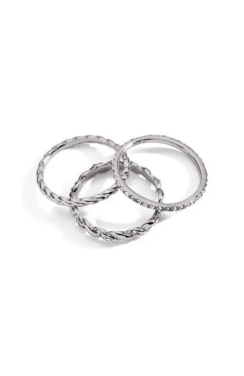 ALEX AND ANI Rope Stacking Texture Ring Set Of 3 - Silver
