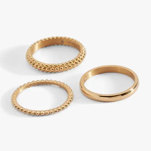 ALEX AND ANI Textured Stacking Ring Set Of 3 - Gold