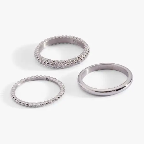 ALEX AND ANI Textured Stacking Ring Set Of 3 - Silver