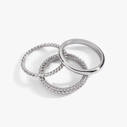 ALEX AND ANI Textured Stacking Ring Set Of 3 - Silver