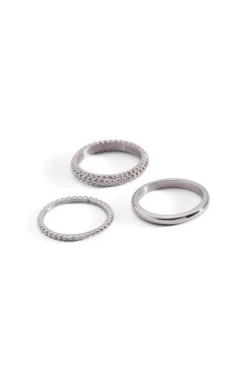 ALEX AND ANI Textured Stacking Ring Set Of 3 - Silver